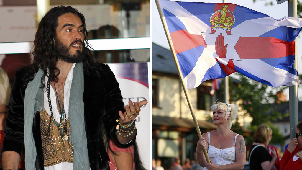 Russell Brand in surprise visit to loyalist protest camp – Channel 4 News