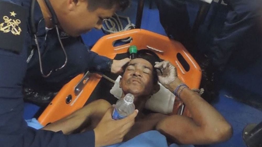 Man rescued after days at sea clinging to icebox – Channel 4 News