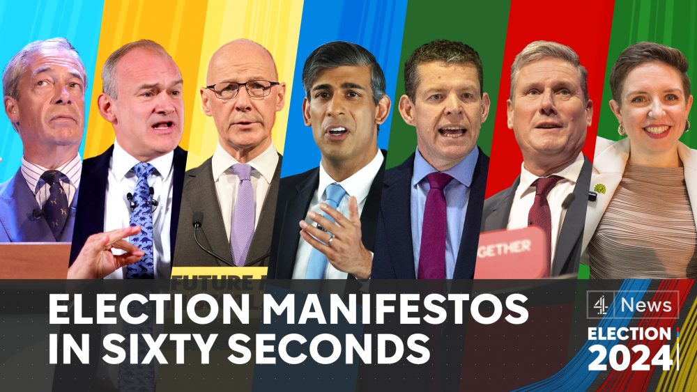 Manifestos of each major party in 60 seconds | Election 2024 – Channel 4 News